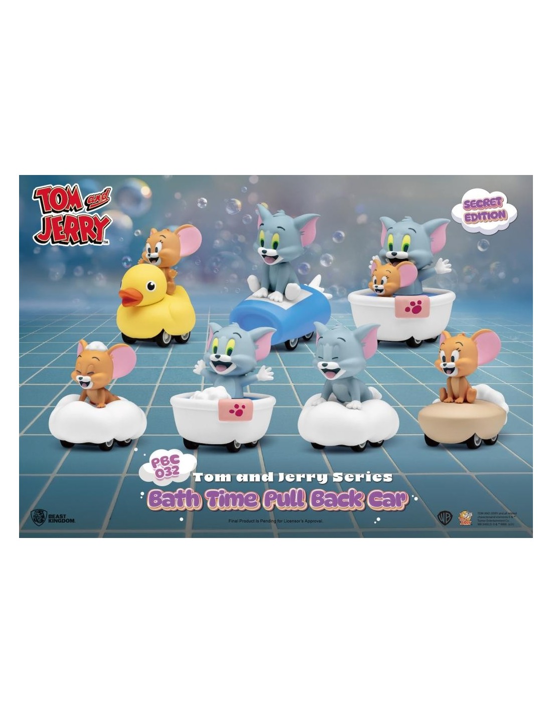 TOM AND JERRY - Bath Time Pull Black Car- Set 6 Fig. Blind Box 5cm