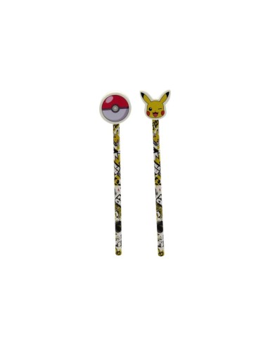 POKEMON - Pikachu & Pokeball - Display de 36 Crayons avec Gomme Topper