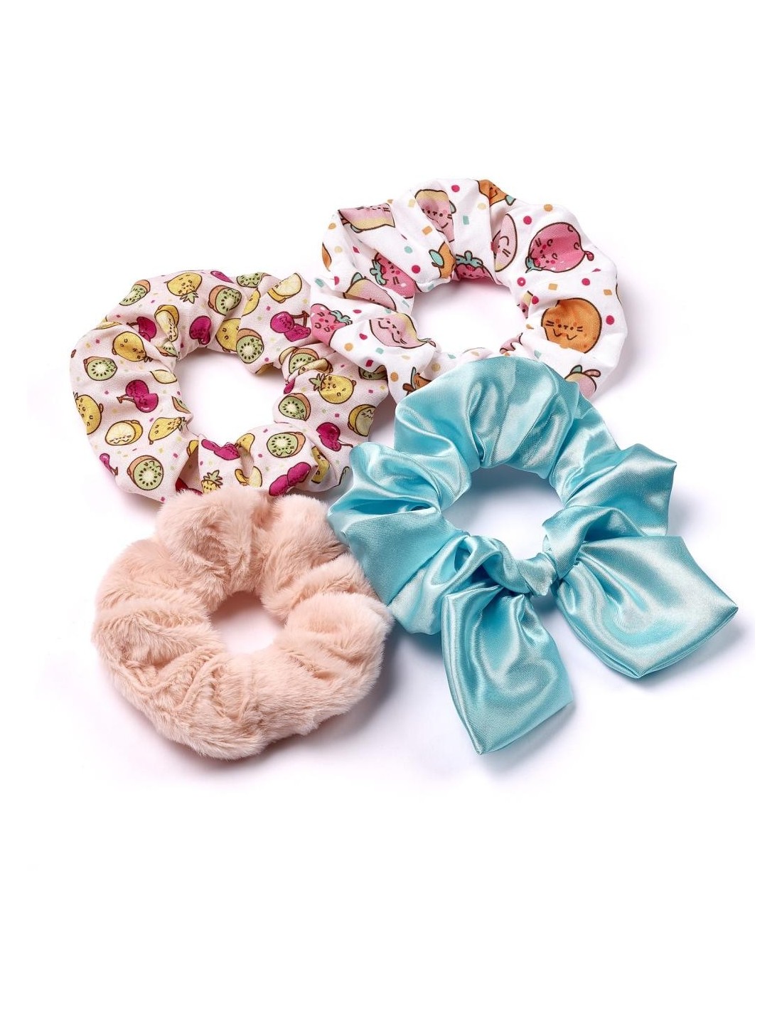 PUSHEEN - Fruits - Set de 4 Chouchoux pour cheveux