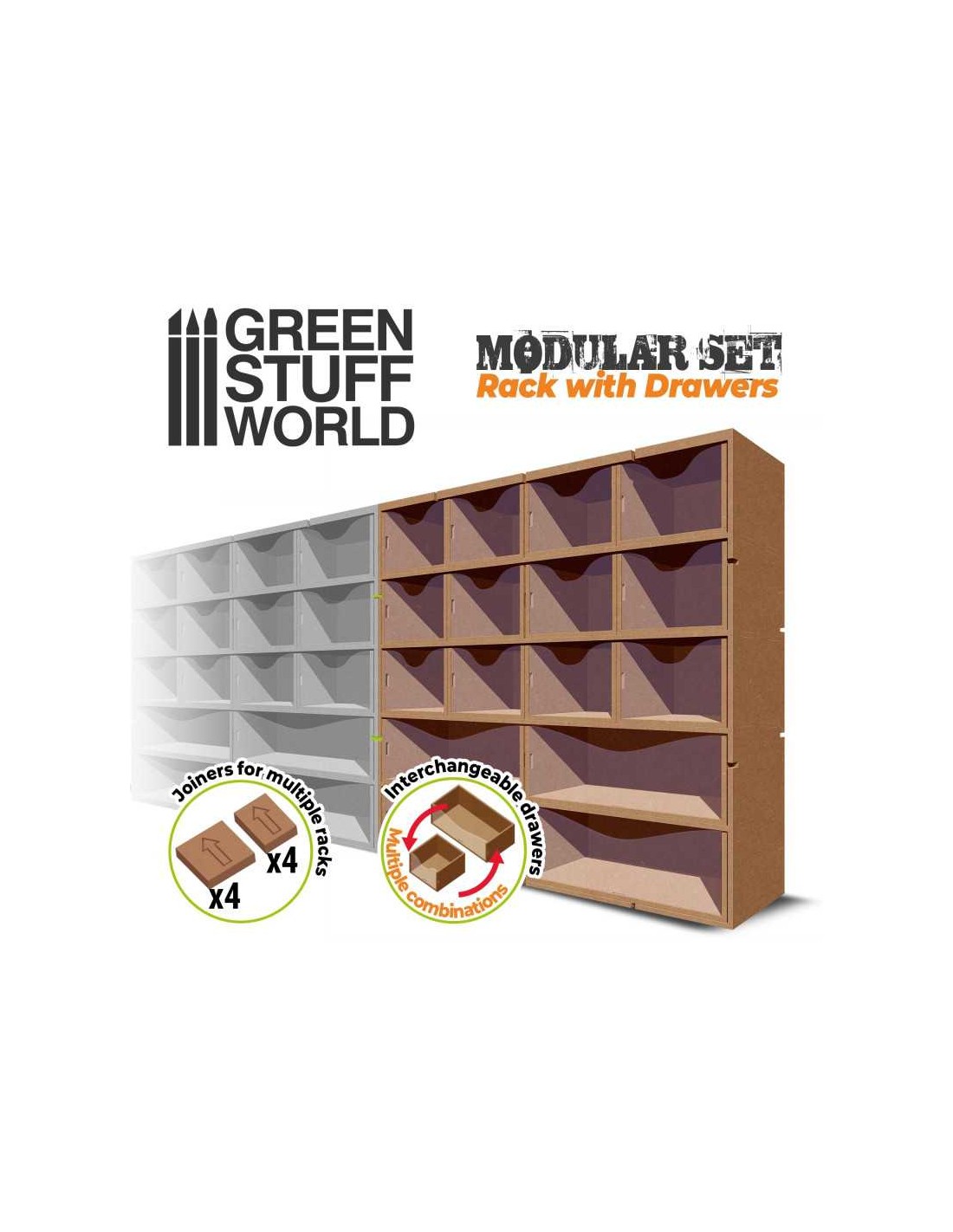 Support vertical en MDF avec tiroirs